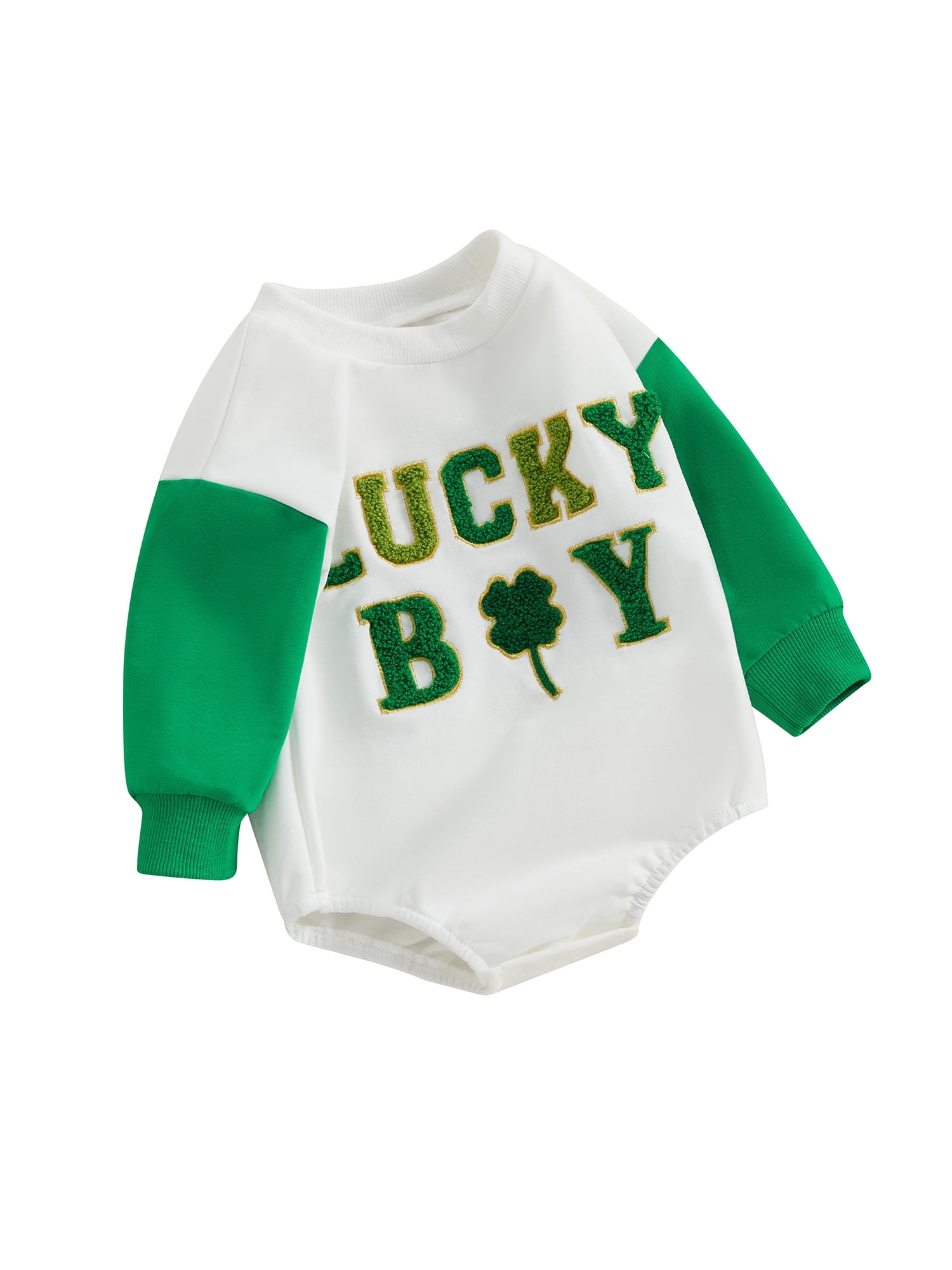 Baby Romper, Long Sleeve Embroidery Letters Shamrock Fall Bodysuit - Walmart.com