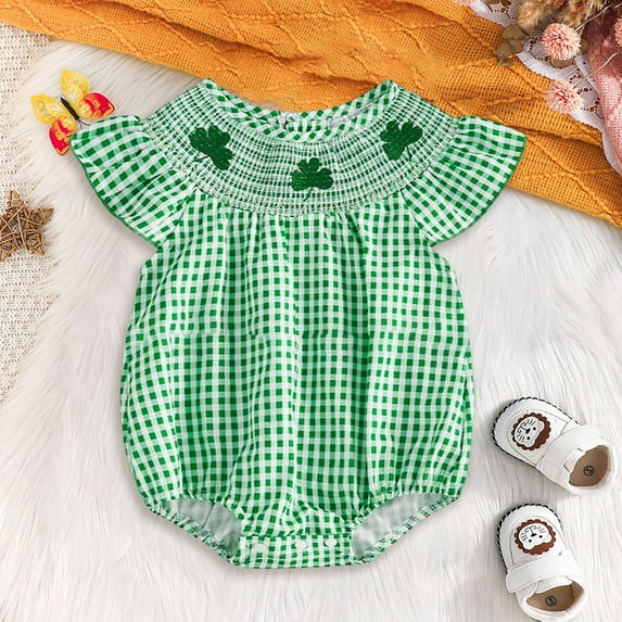 Baby Romper Ruffly Green Printed Newborn Girl Outfits Girls Summer ...