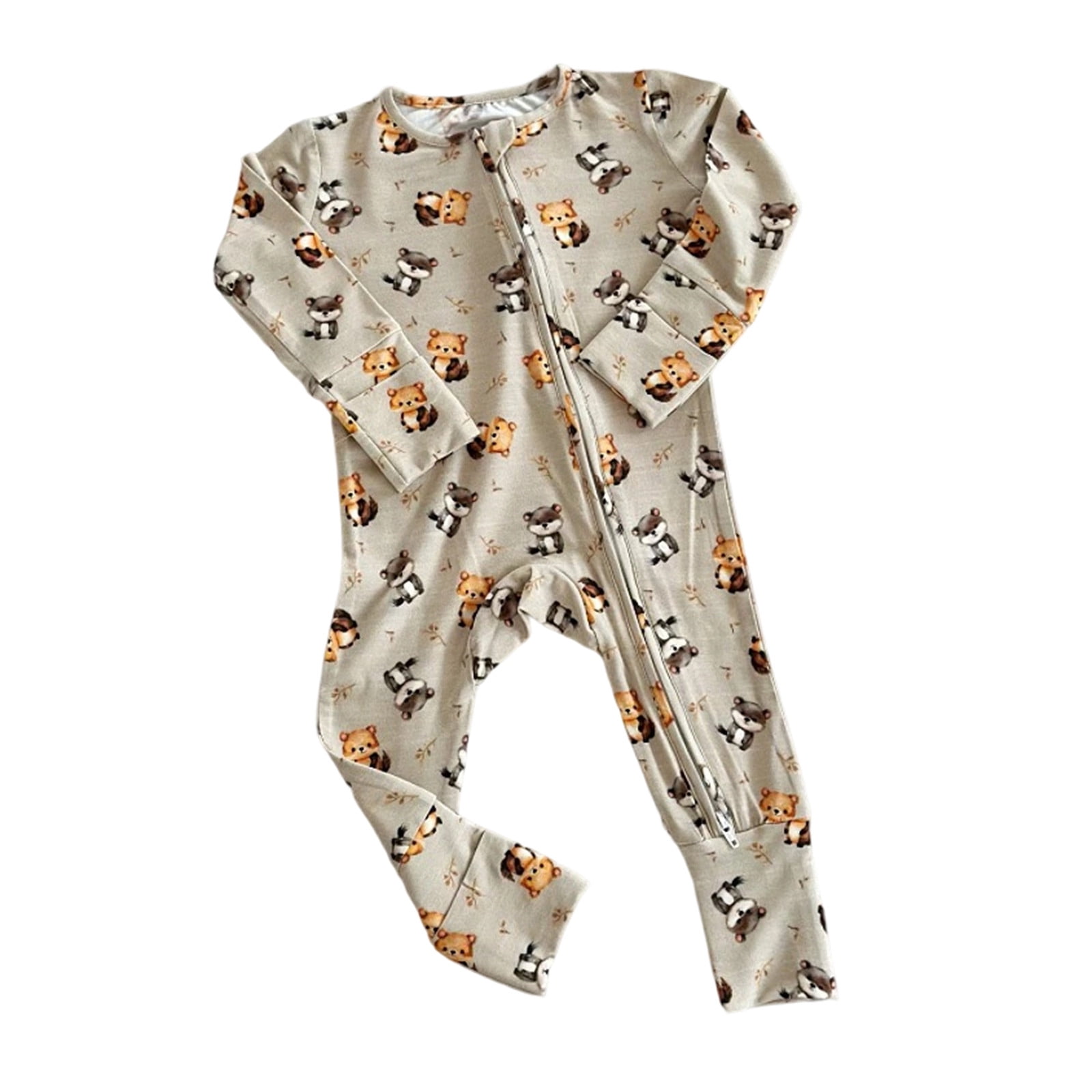 Baby Rompers Boy Baby Newborn Fall Winter Full Zip Footless Pajamas ...