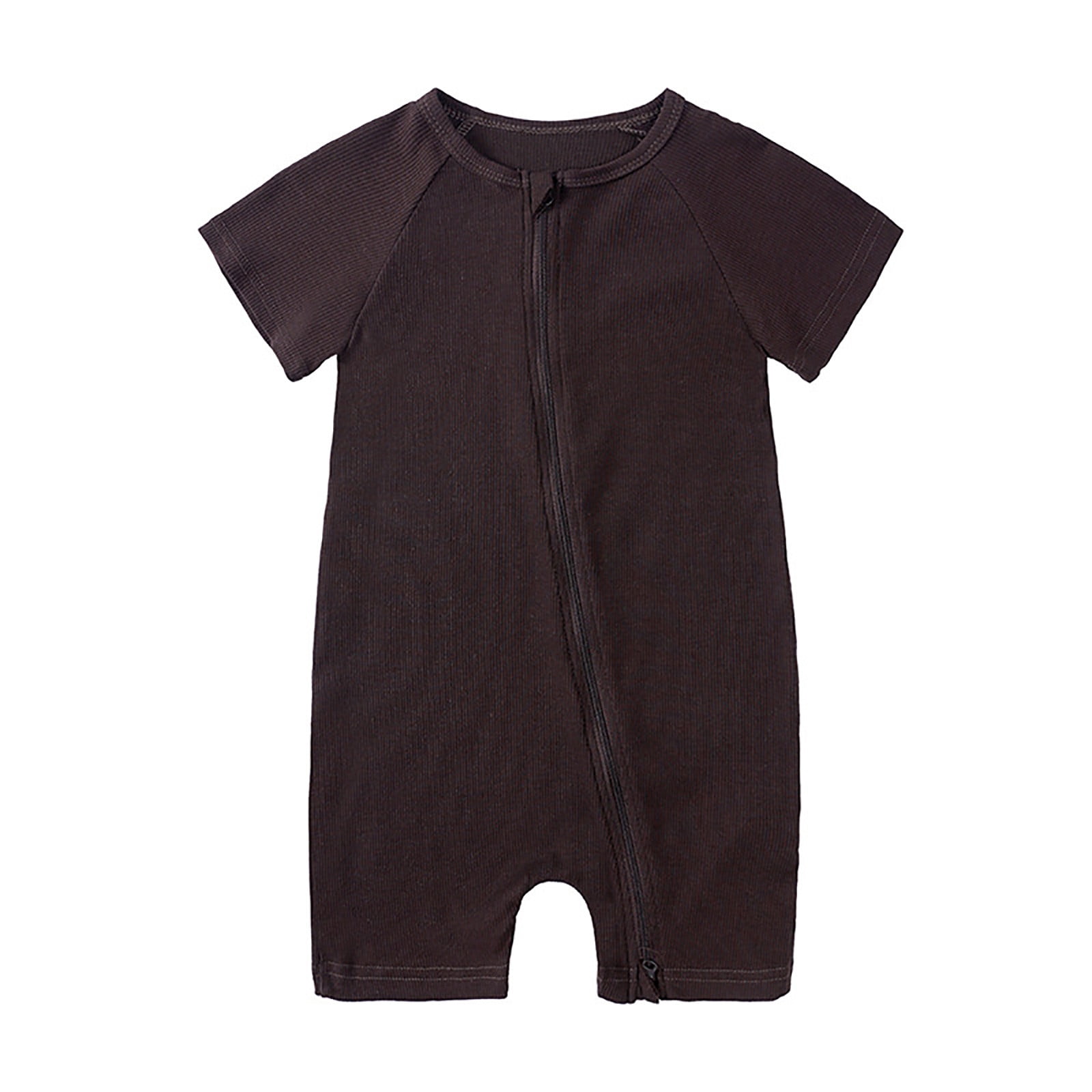 Baby Rompers Boy Pajamas Zipper Short Sleeve Sleeper Lightweight Jumpsuit Onesies Boy Brown 9 ...