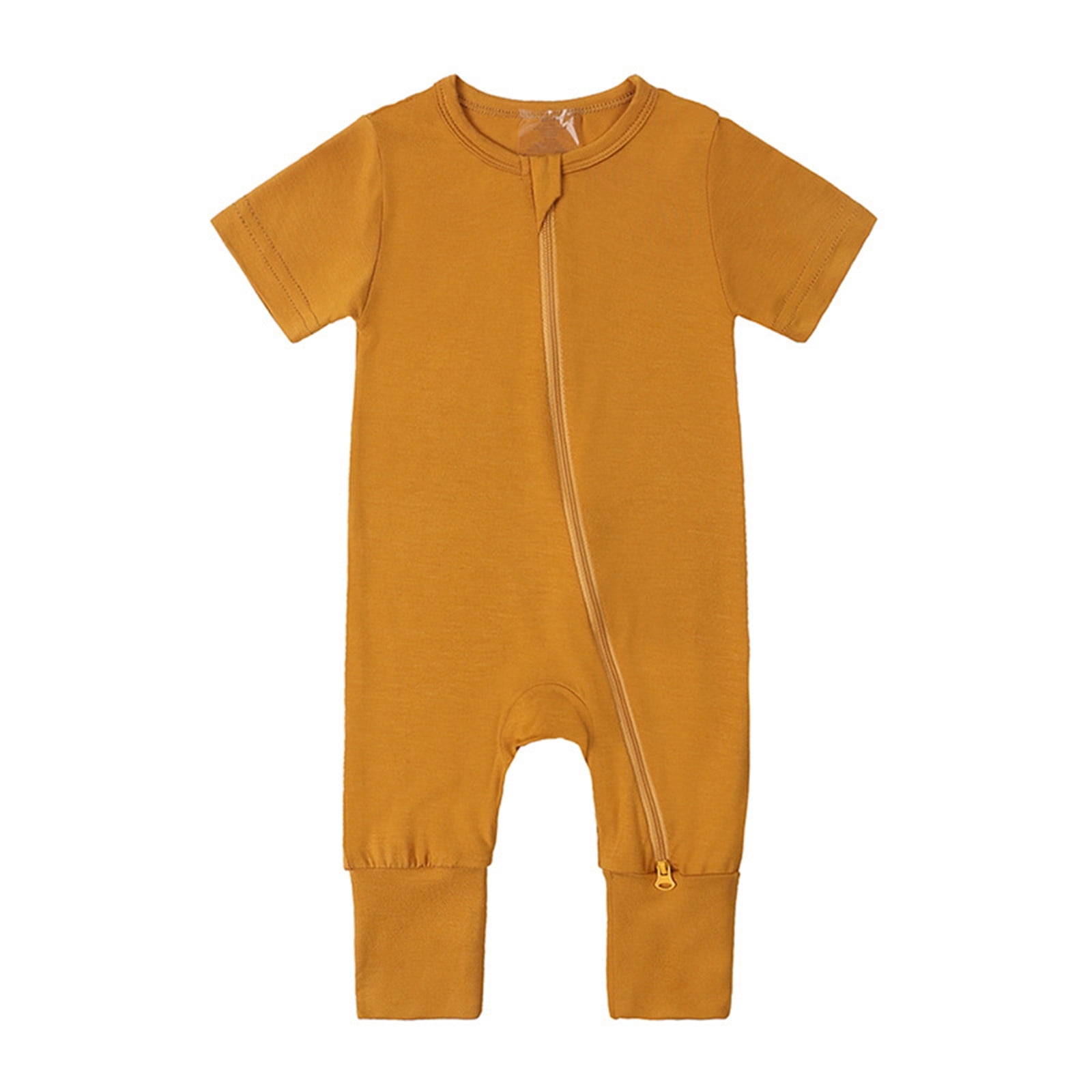Baby Rompers Footless Pajamas Zipper Short Sleeve Sleeper Jumpsuit Baby Bodysuit Long Sleeve ...