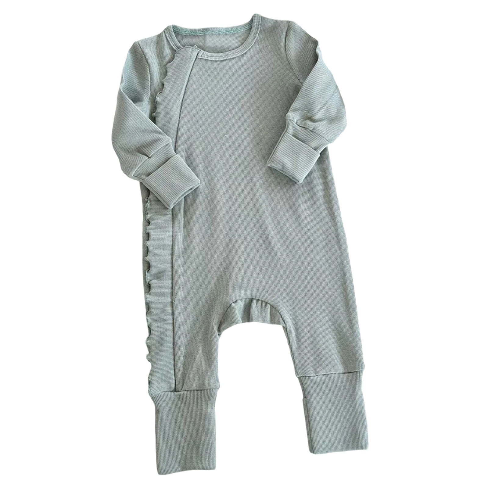 Baby Rompers Girl Baby Girls Fall Winter Solid One Piece Zip Up ...