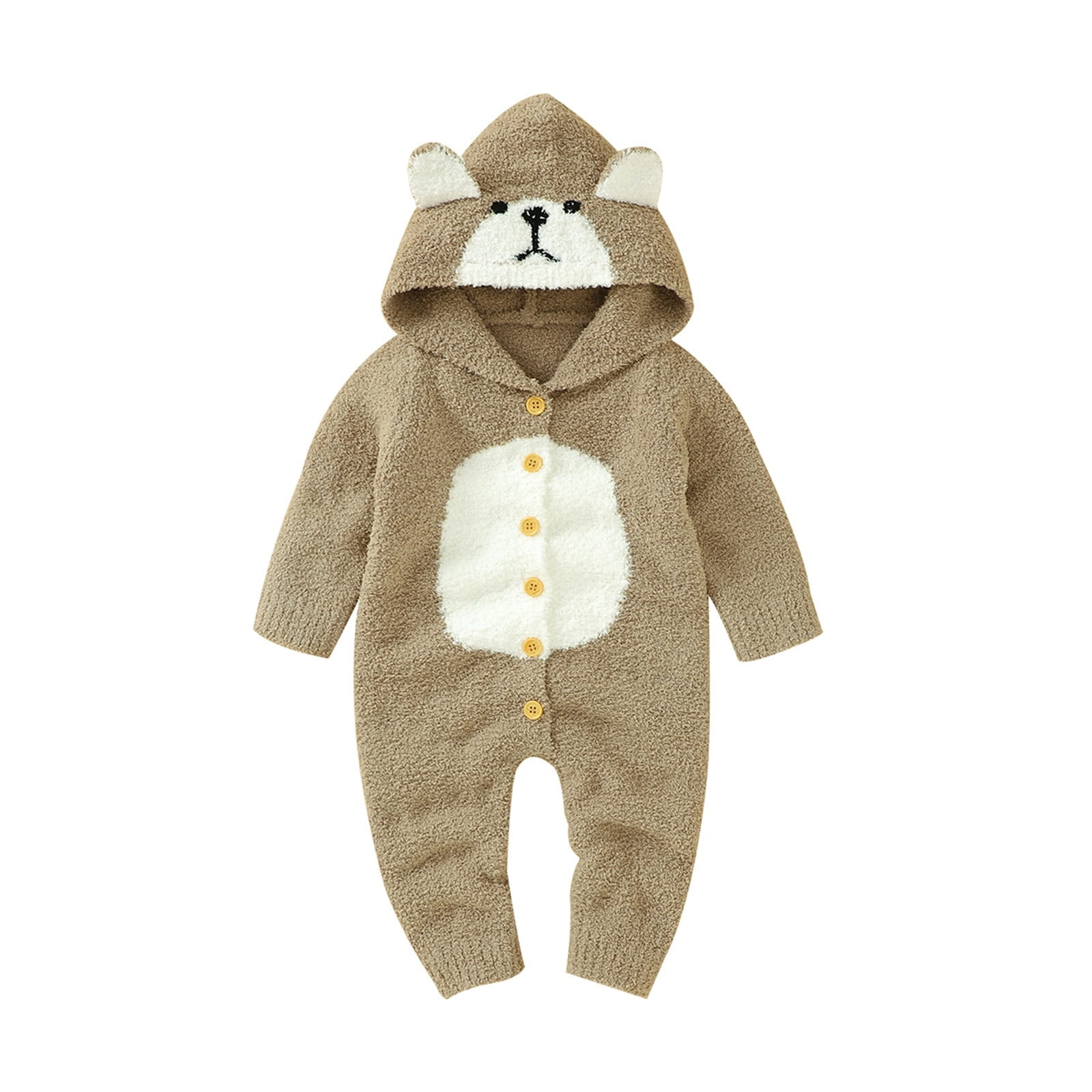 Baby Rompers Girl Boy Romper Hooded Bear Ear Long Sleeve Jumpsuit ...