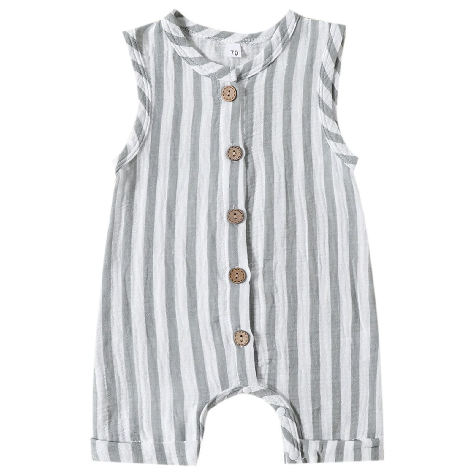Baby Rompers Girl Infant Boys Girls Sleeveless Striped Prints Pullover ...