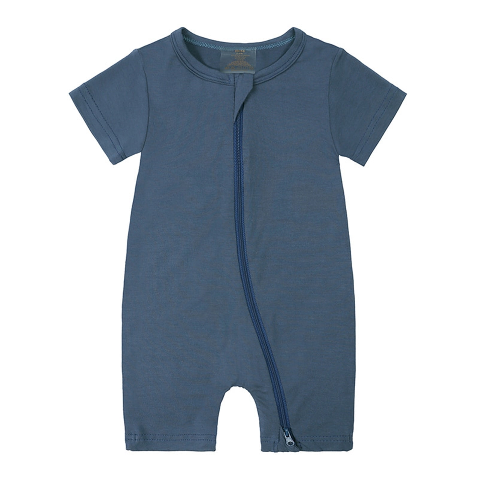 Baby Rompers Girl Girls Boys Solid Rompers Zipper Short Sleeve Sleeper ...
