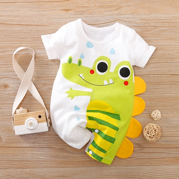 Baby Rompers Girls 3D Crocodile Print Short Sleeve Romper Bodysuit ...