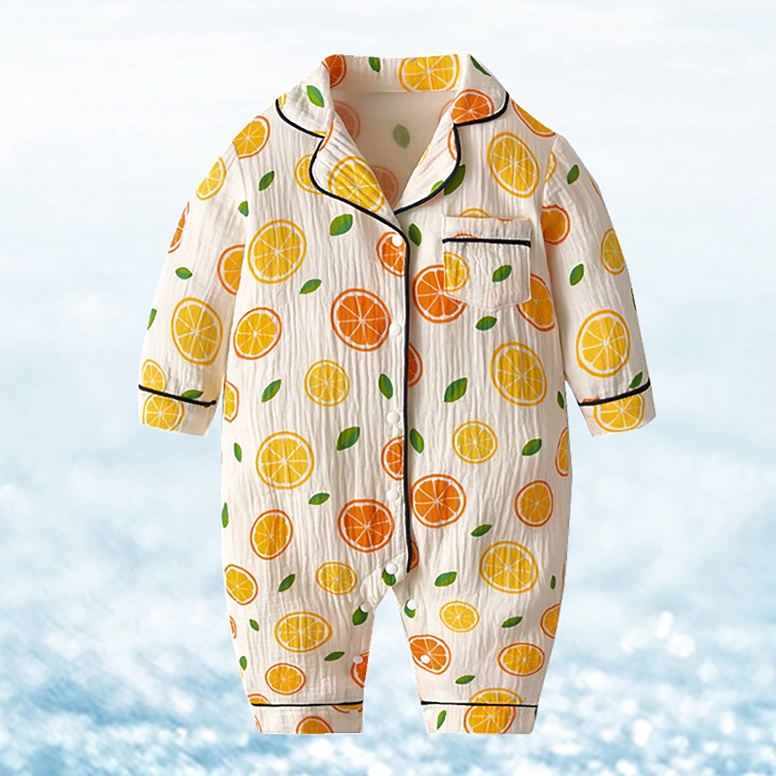 Baby Rompers Girls Floral Fruit Print Long Sleeve Home Romper Casual ...