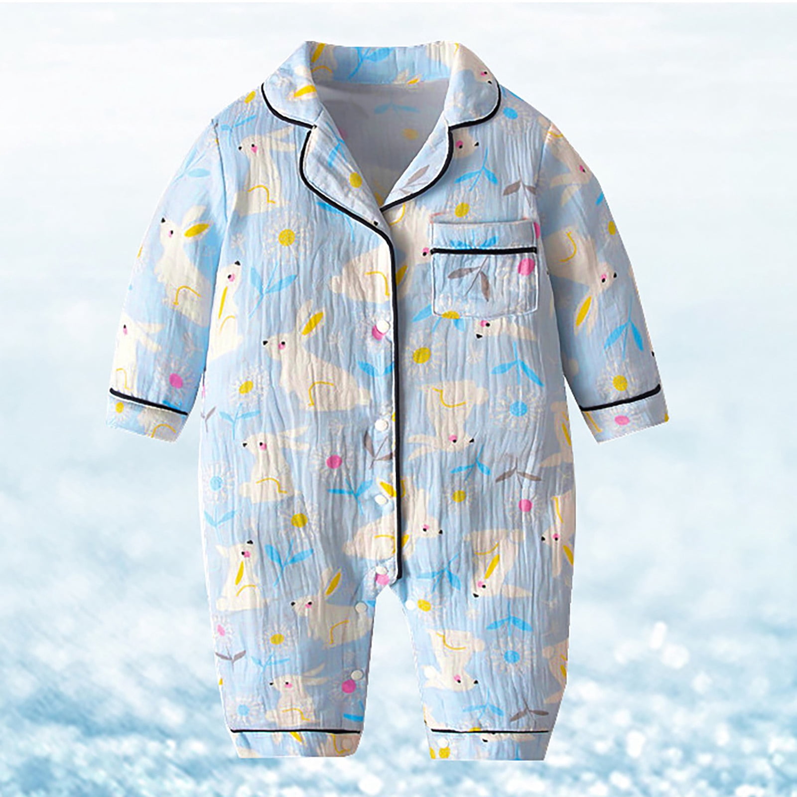 Baby Rompers Girls Floral Fruit Print Long Sleeve Home Romper Casual ...