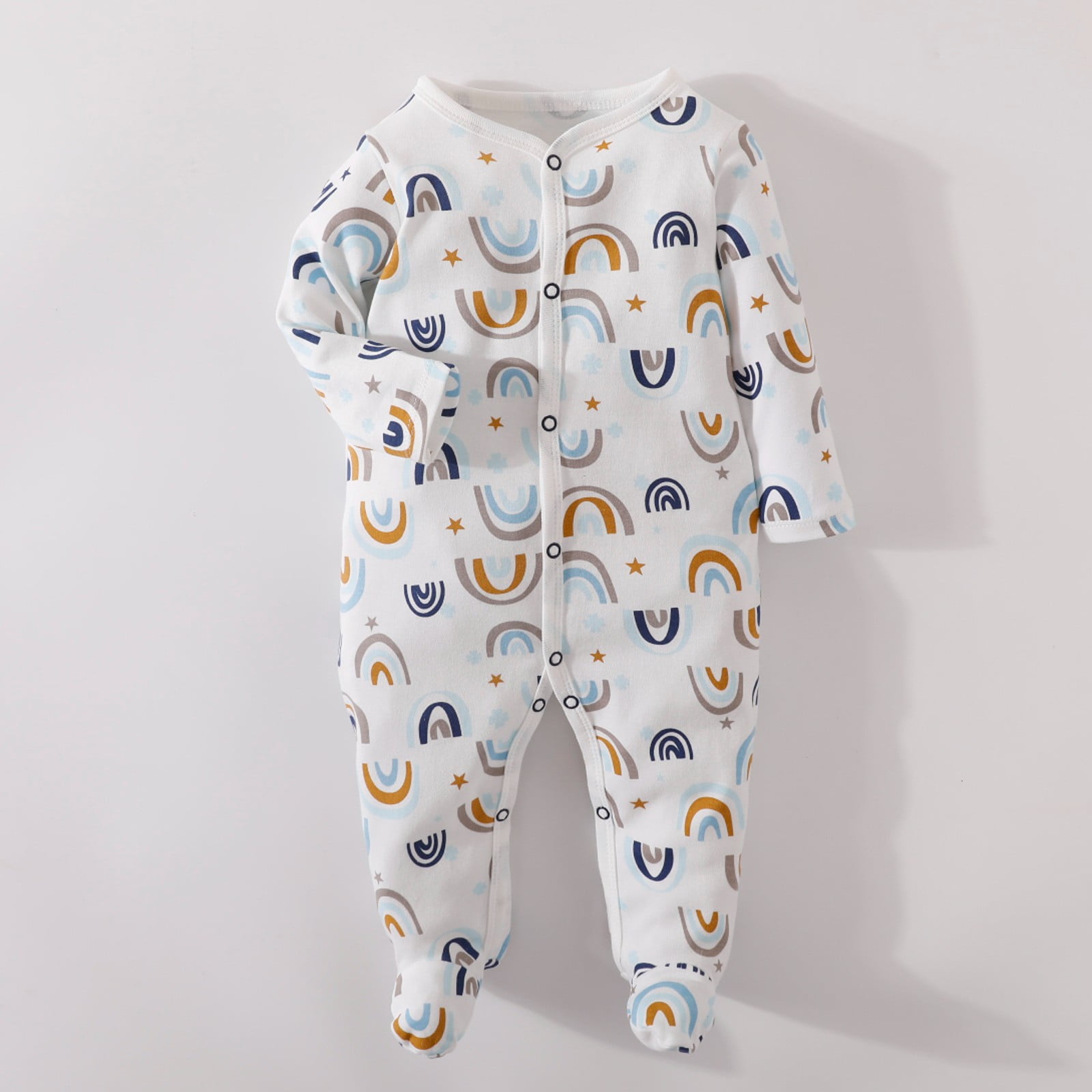 Baby Rompers Girls Long Sleeve Footed Cartoon Romper Bodysuit Spring ...