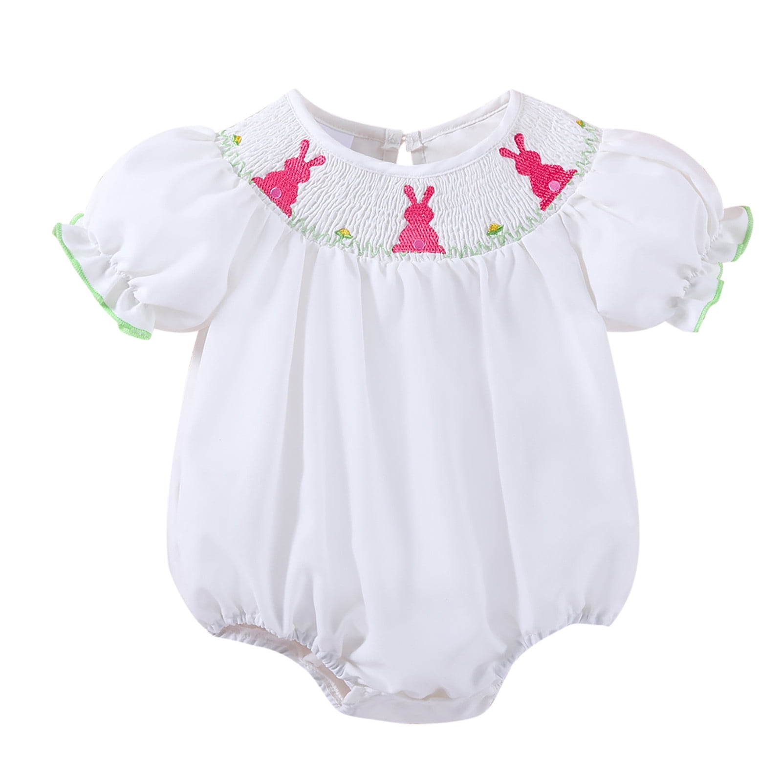 Baby Rompers Girls Long Sleeve Plaid Cartoon Embroider Pullover Romper ...