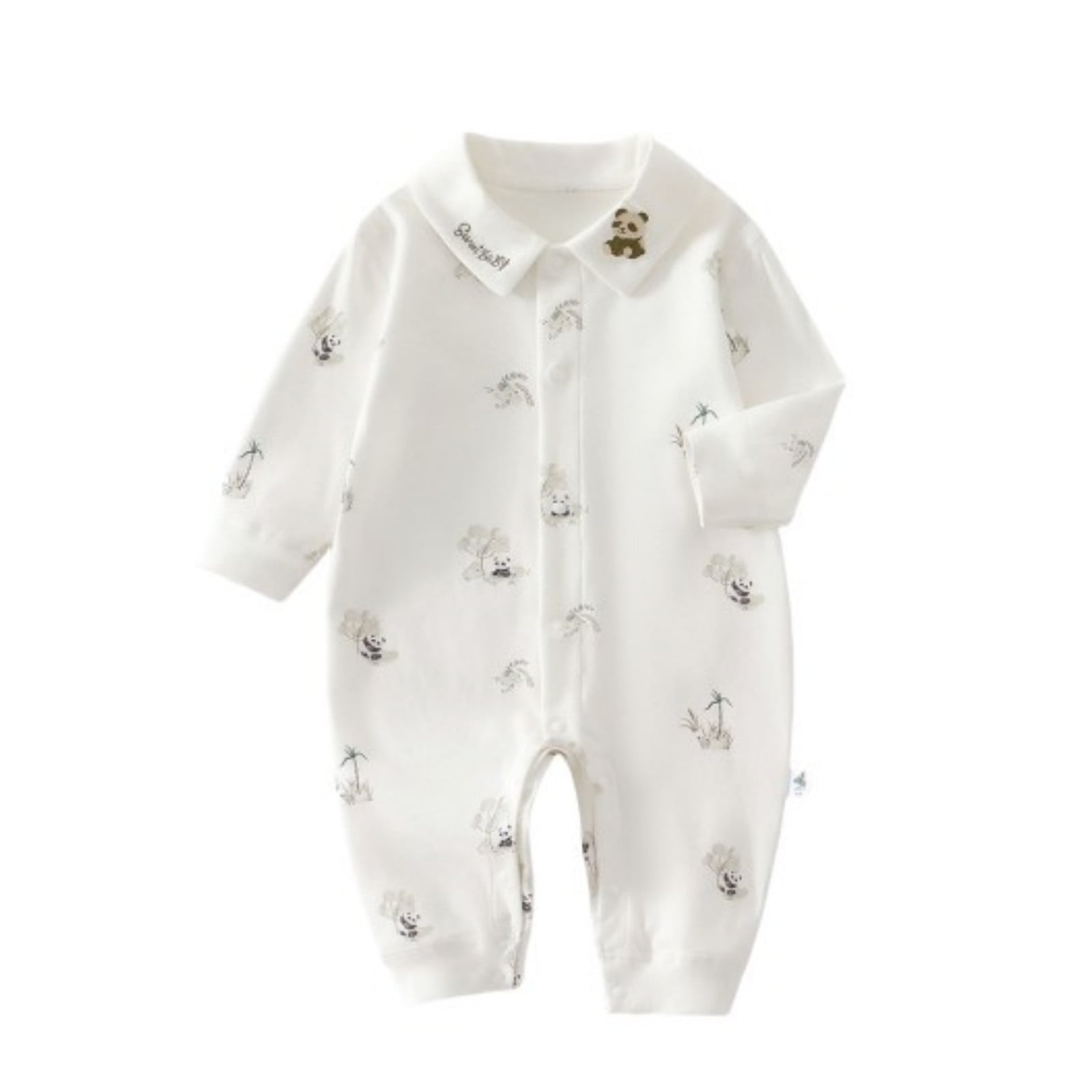 Baby Rompers Boys Girls Long Sleeve Flowers Prints Ribbed Romper ...