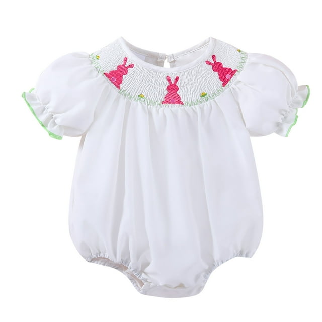 Baby Rompers Girls Long Sleeve Plaid Cartoon Embroider Pullover Romper ...