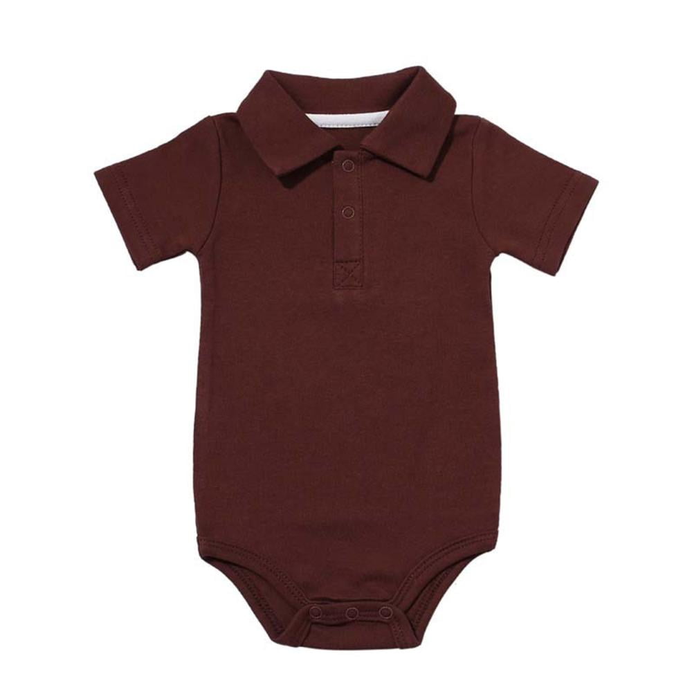 Baby Rompers Unisex Newborn Short Sleeve Collared Button Up Playsuit ...