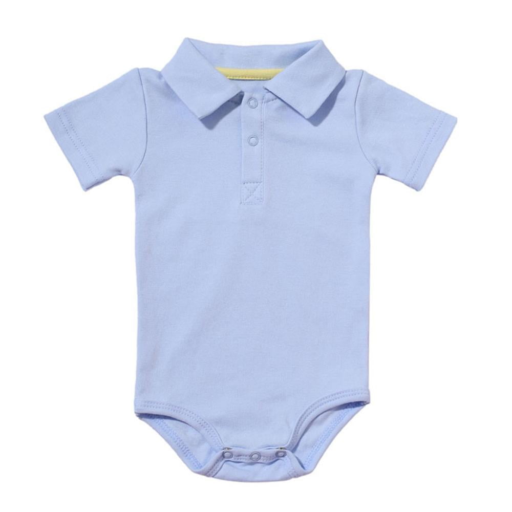 Baby Rompers Unisex Newborn Short Sleeve Collared Button Up Playsuit ...