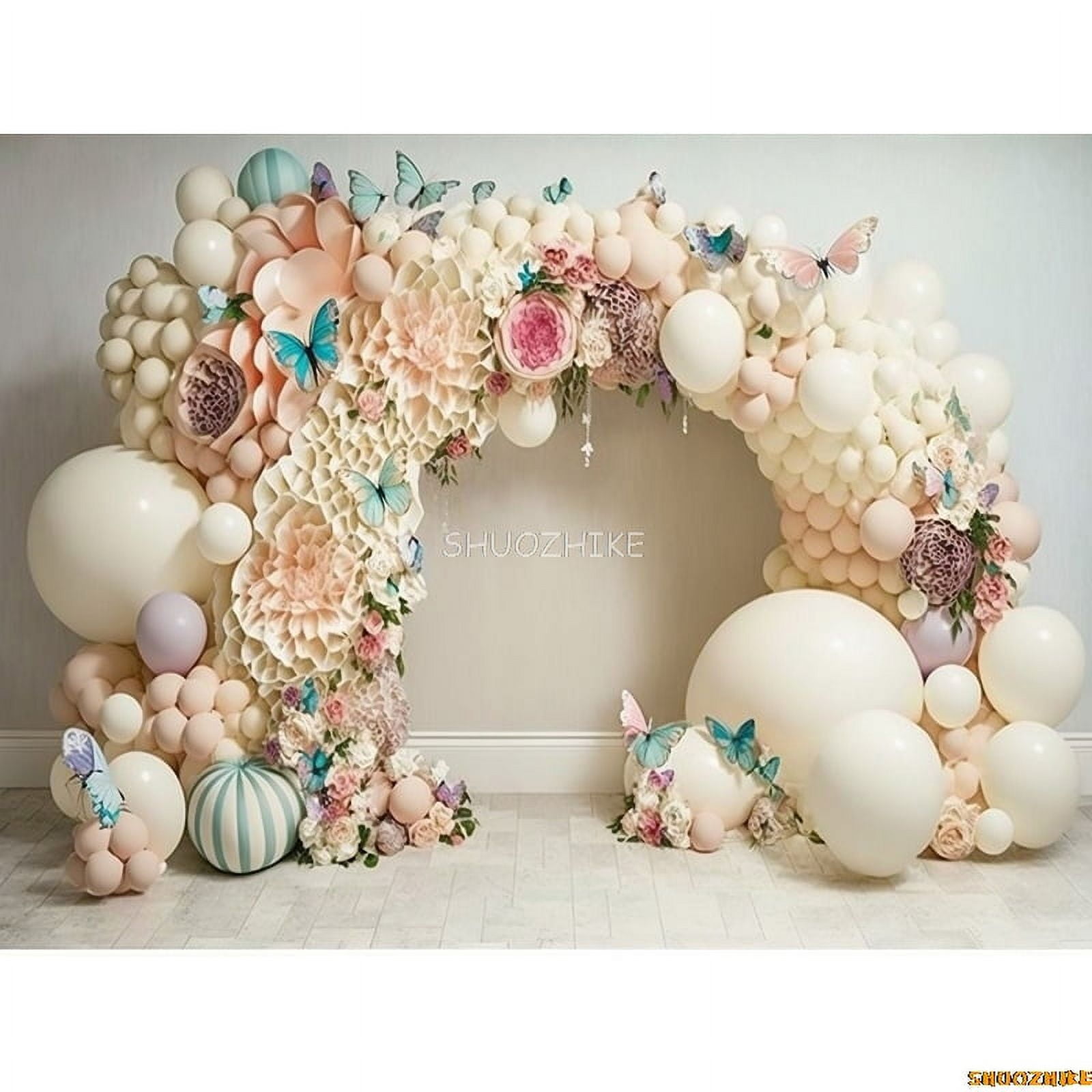 Baby Room Happy Birthday Photography Backdrops Props Newborn Party ration Balloons Arch Floral ...