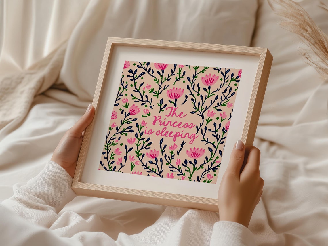 Baby Room Sign Pink Nursery Art Baby Girl Wall Art Princess Is Sleeping ...