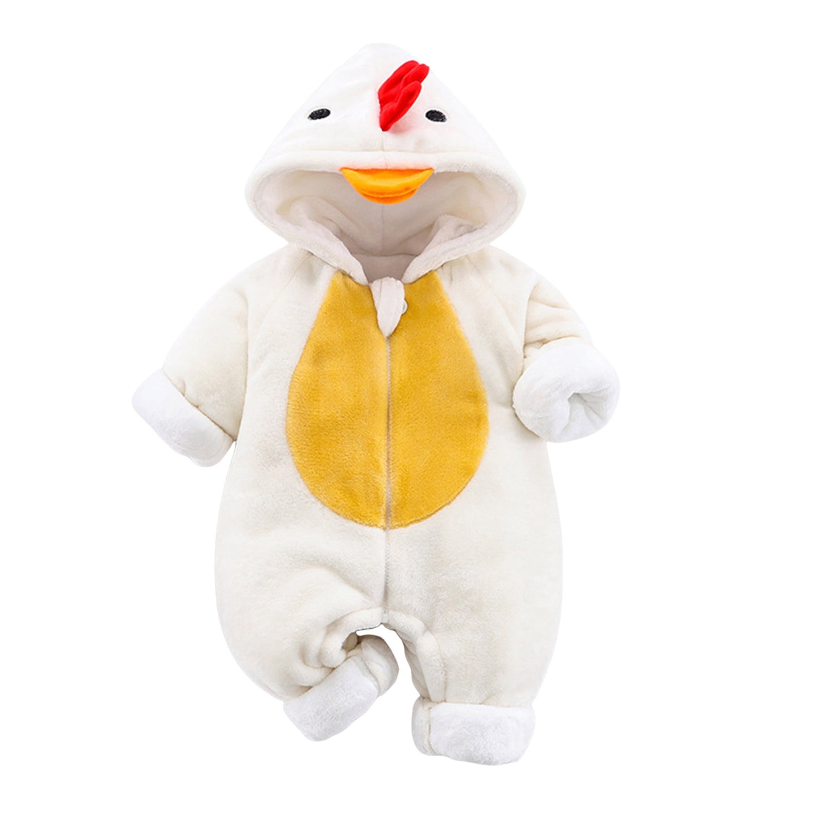 Baby Rooster Outfit Sleeveless Flannel Hooded Romper Animal onesie ...