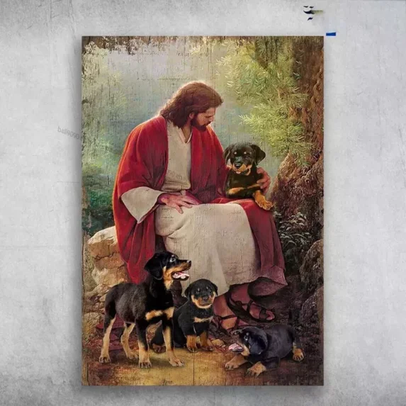 Baby Rottweiler God Rottweiler Jesus Lover Home Decor Office Wall Art ...