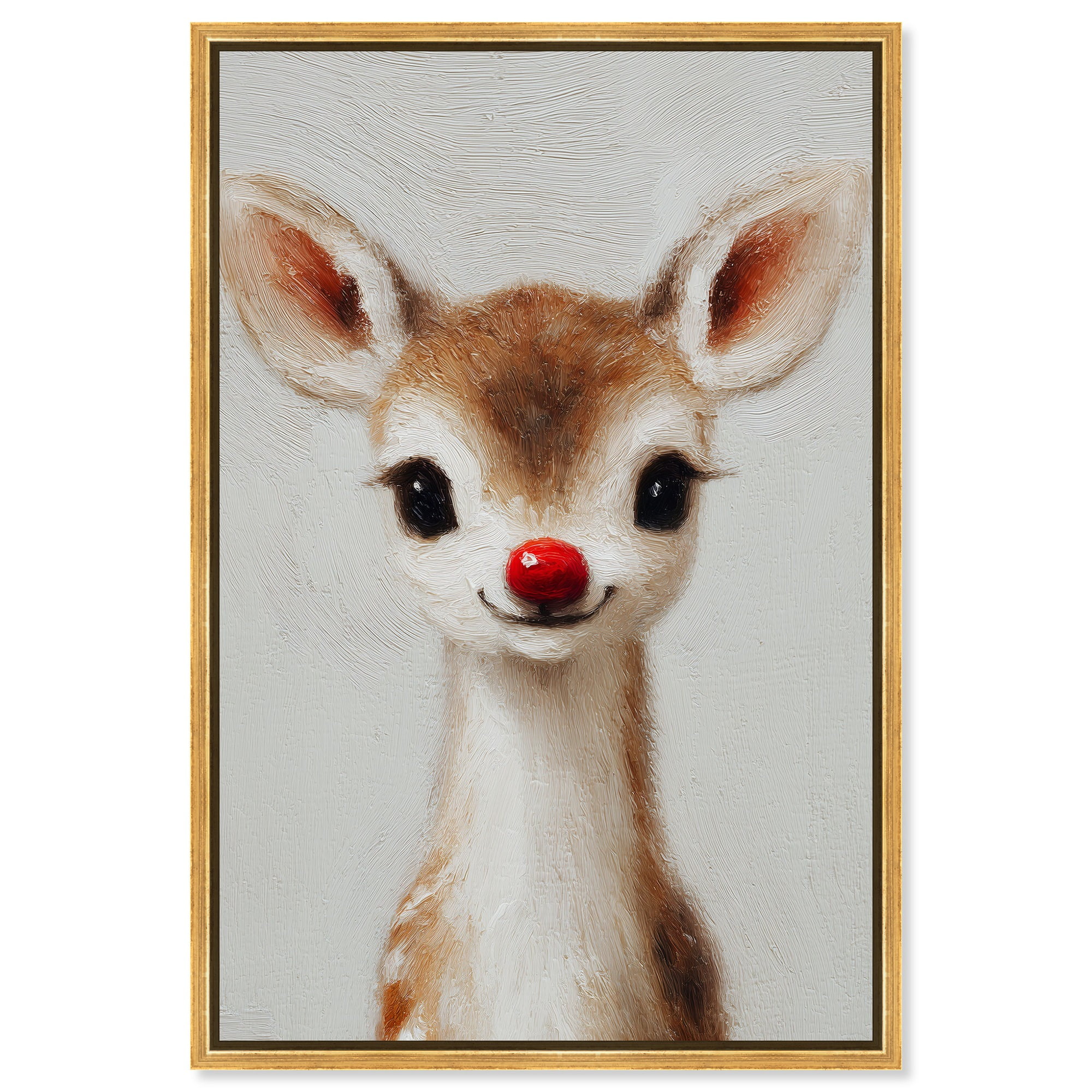 Baby Rudolph Canvas Print Christmas Wall Decor by Art Remedy, Gold ...