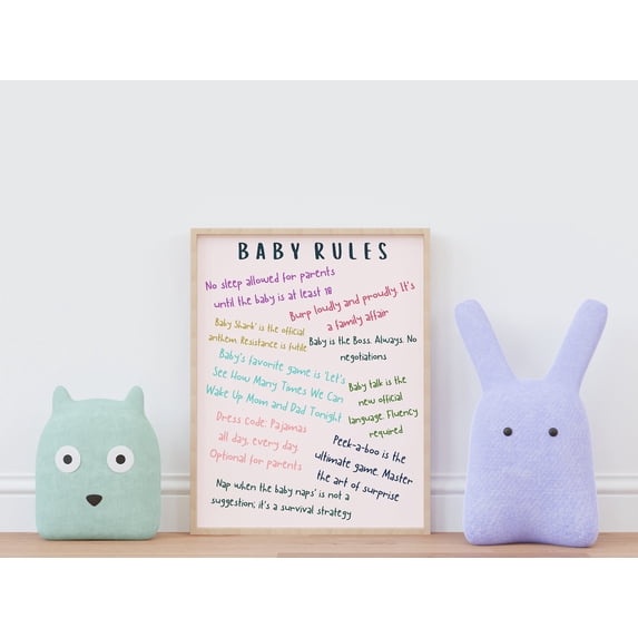 Baby Rules Newborn Room Wall Art, Unframed Paper Print Size 8x12 ...