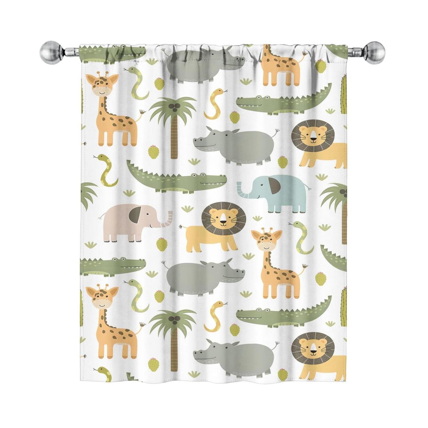 Baby Safari Animals Blackout Curtains 52Wx63H Inch for Boy Bedroom ...