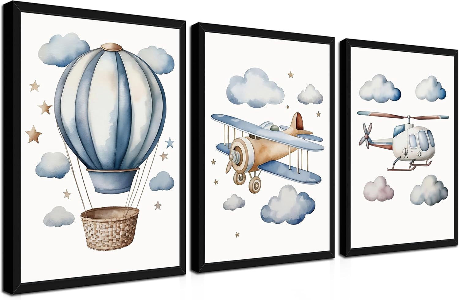 Baby Safari Nursery Wall Decor Set of 3, Cute Jungle Animal Kids Canvas ...