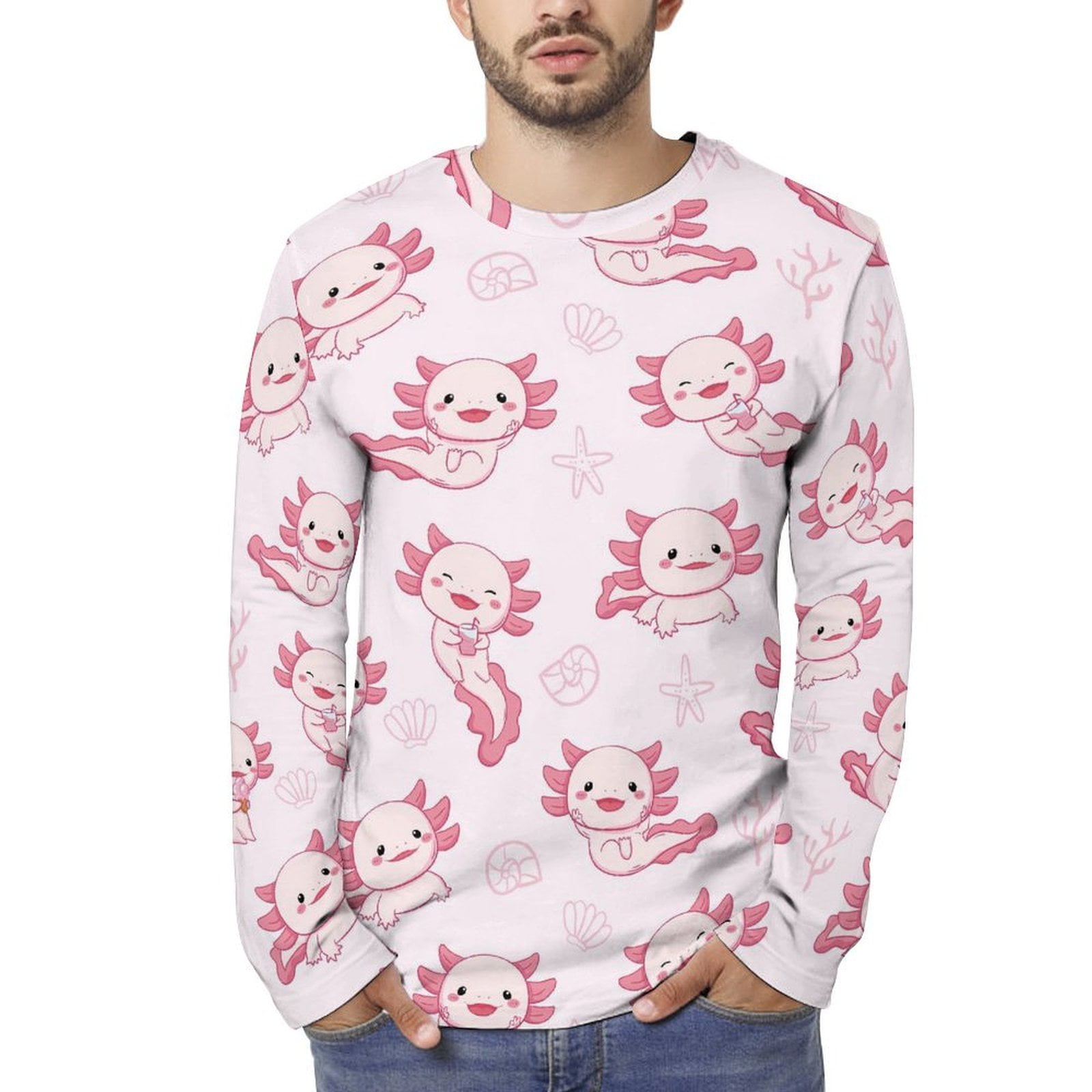 Baby Salamander Long Sleeve T Shirts for Men, Crew Neck Mens Long ...