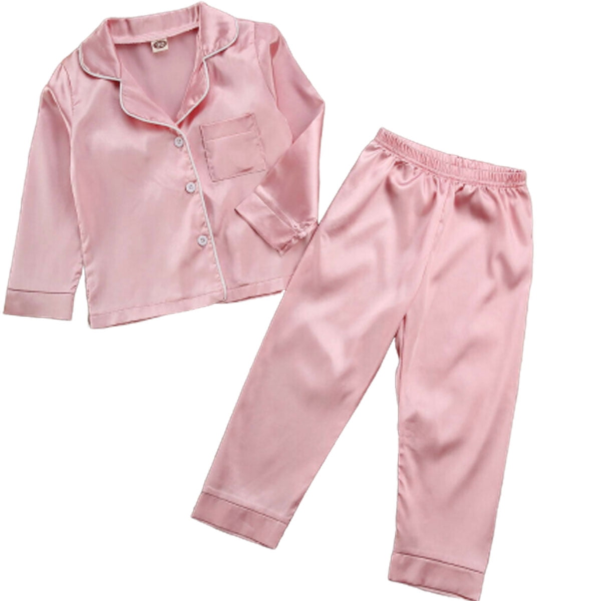 Baby Satin Long Sleeve Button-Down Sleepwear Set - Walmart.com
