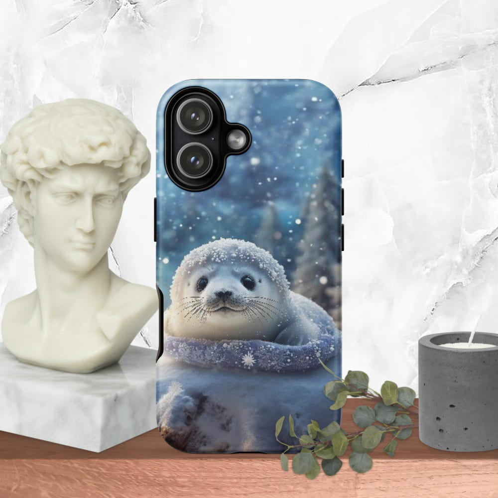 Baby Seal Winter Snowy Animal Phone Case with iPhone 17 to 11 Pro Max ...