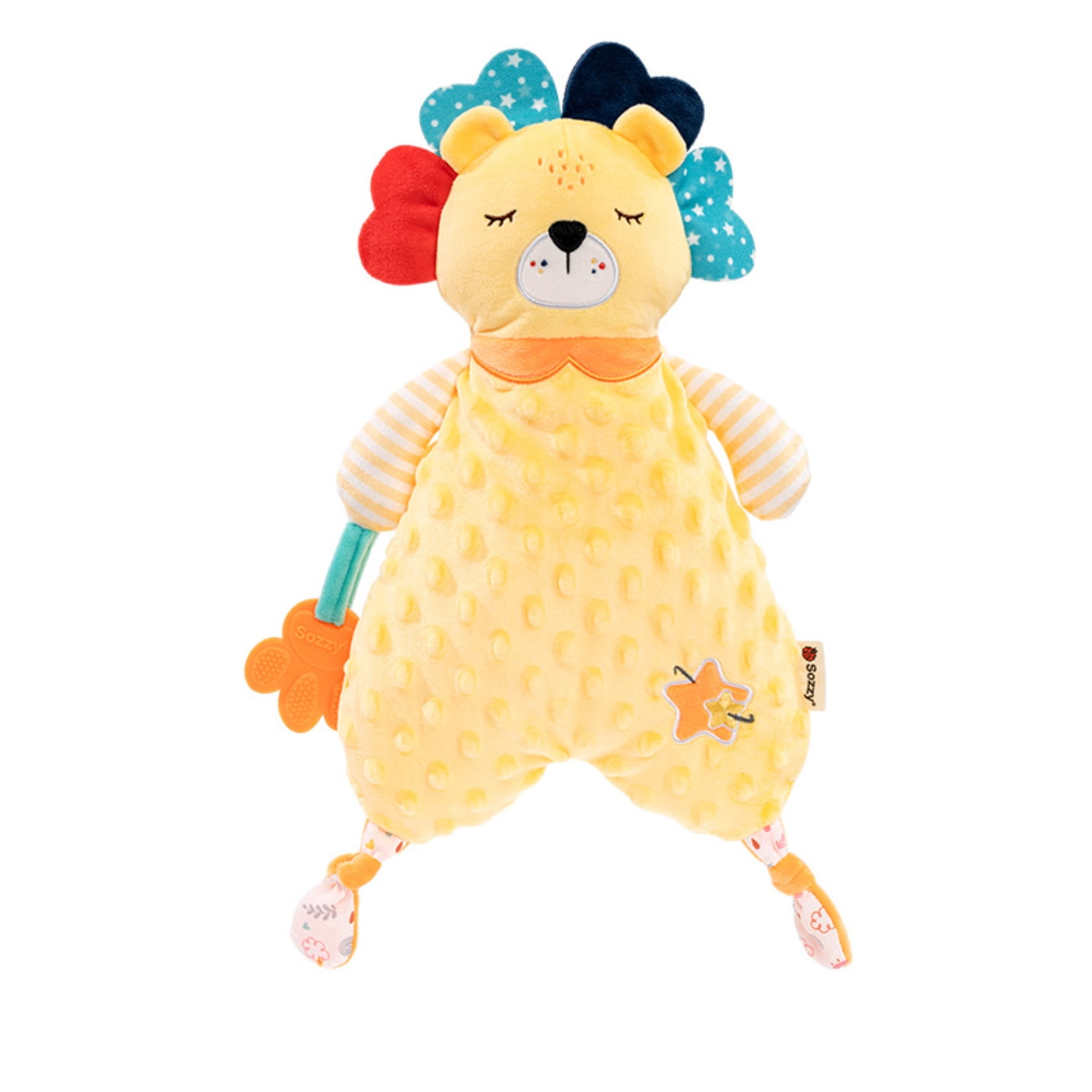 Baby Security Blanket Plush Animal Toy,Soft Teething Sensory Toy for 0 ...