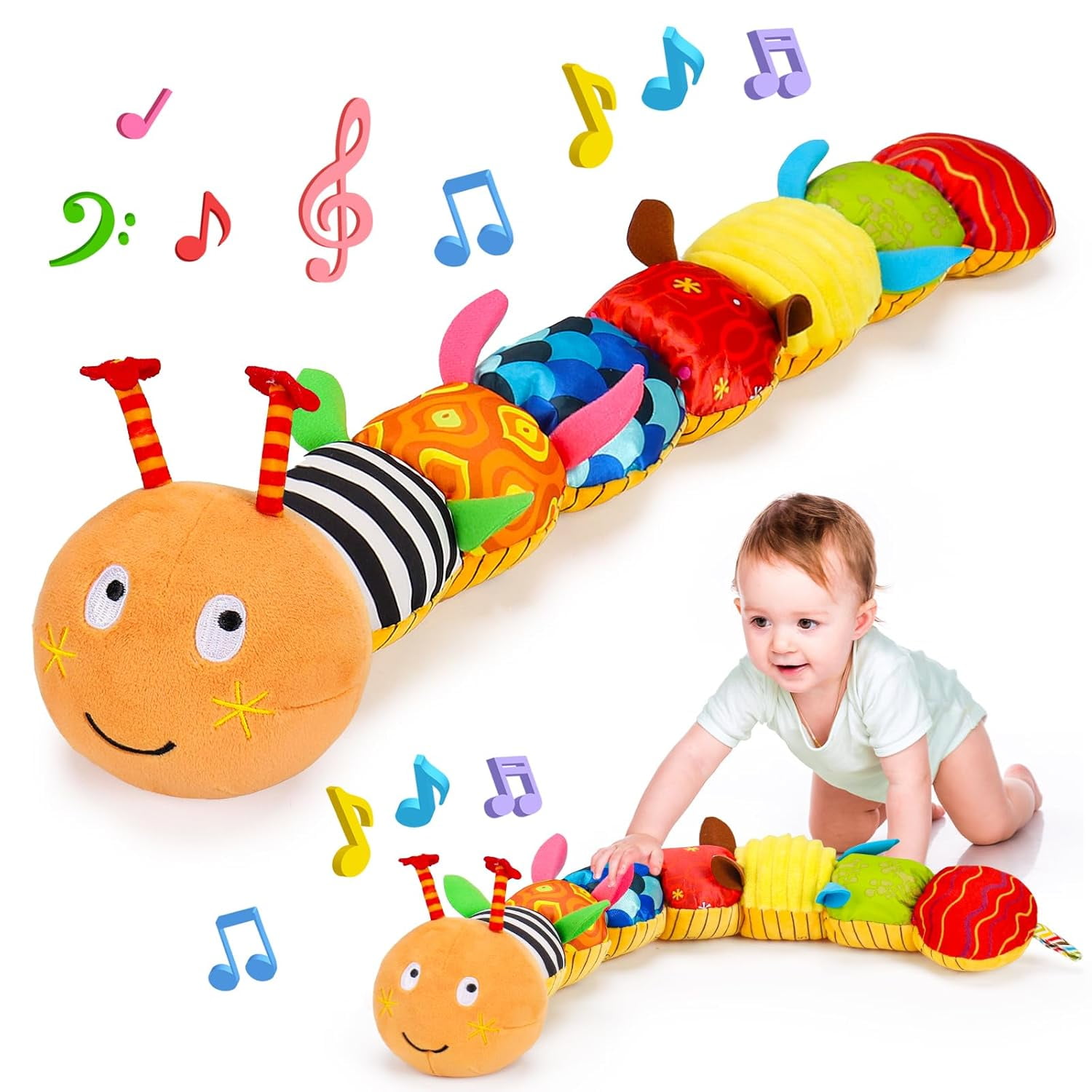 Baby Sensory Caterpillar Toys 0-3 Month Music Animal Stuffed Plush Toy ...