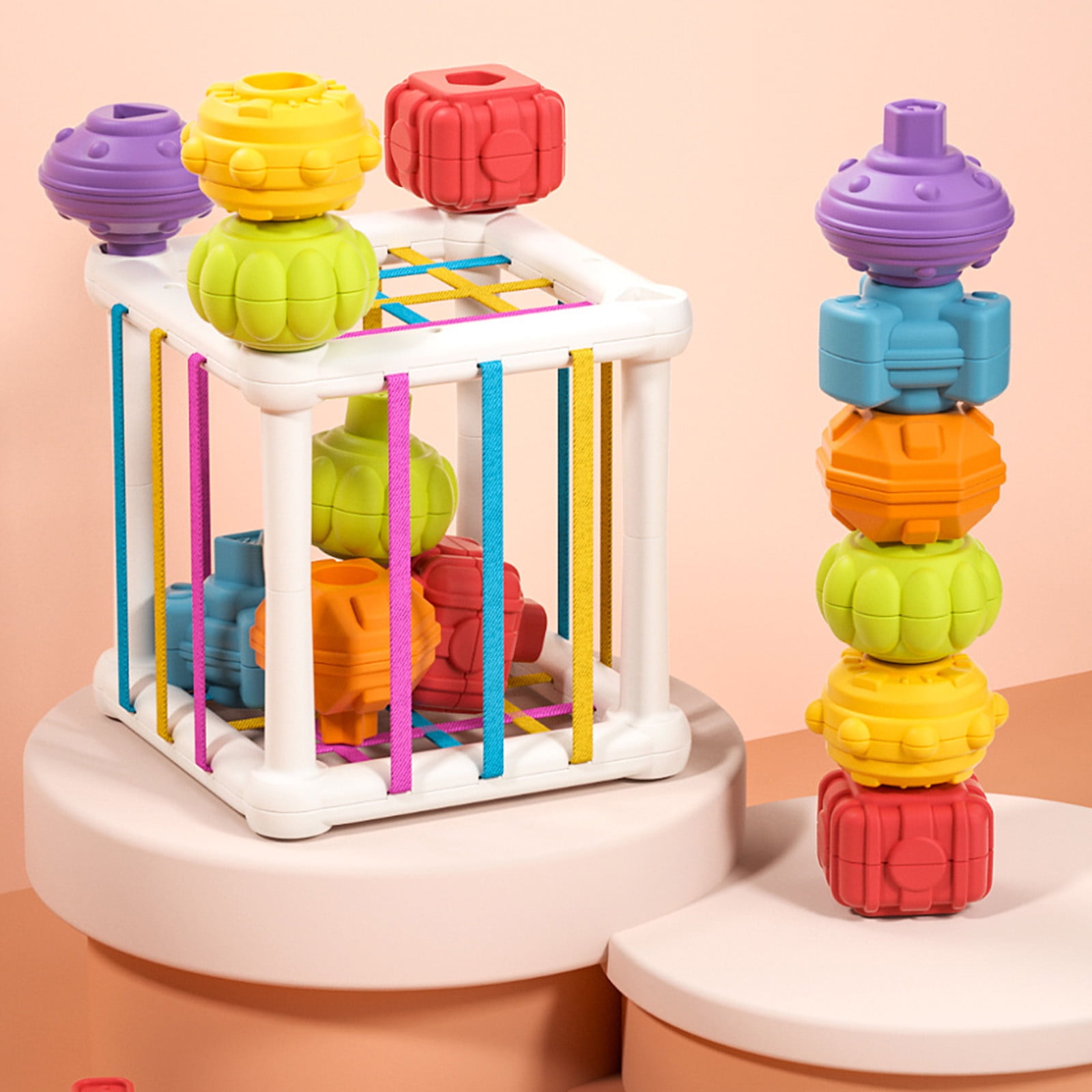 Baby Sensory Shape Sorter Blocks Toy, Activity Cube Bins, Educational ...