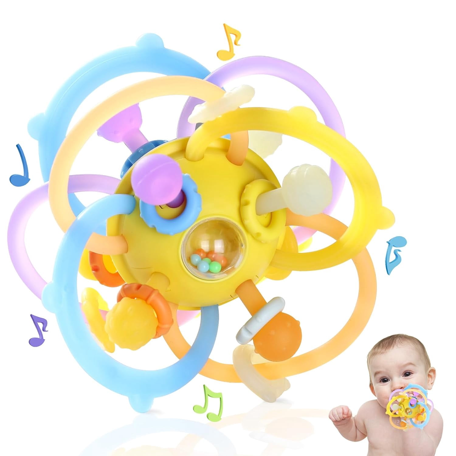 Baby Sensory Teething Toys, Infant Montessori Teether Ball, Silicone ...