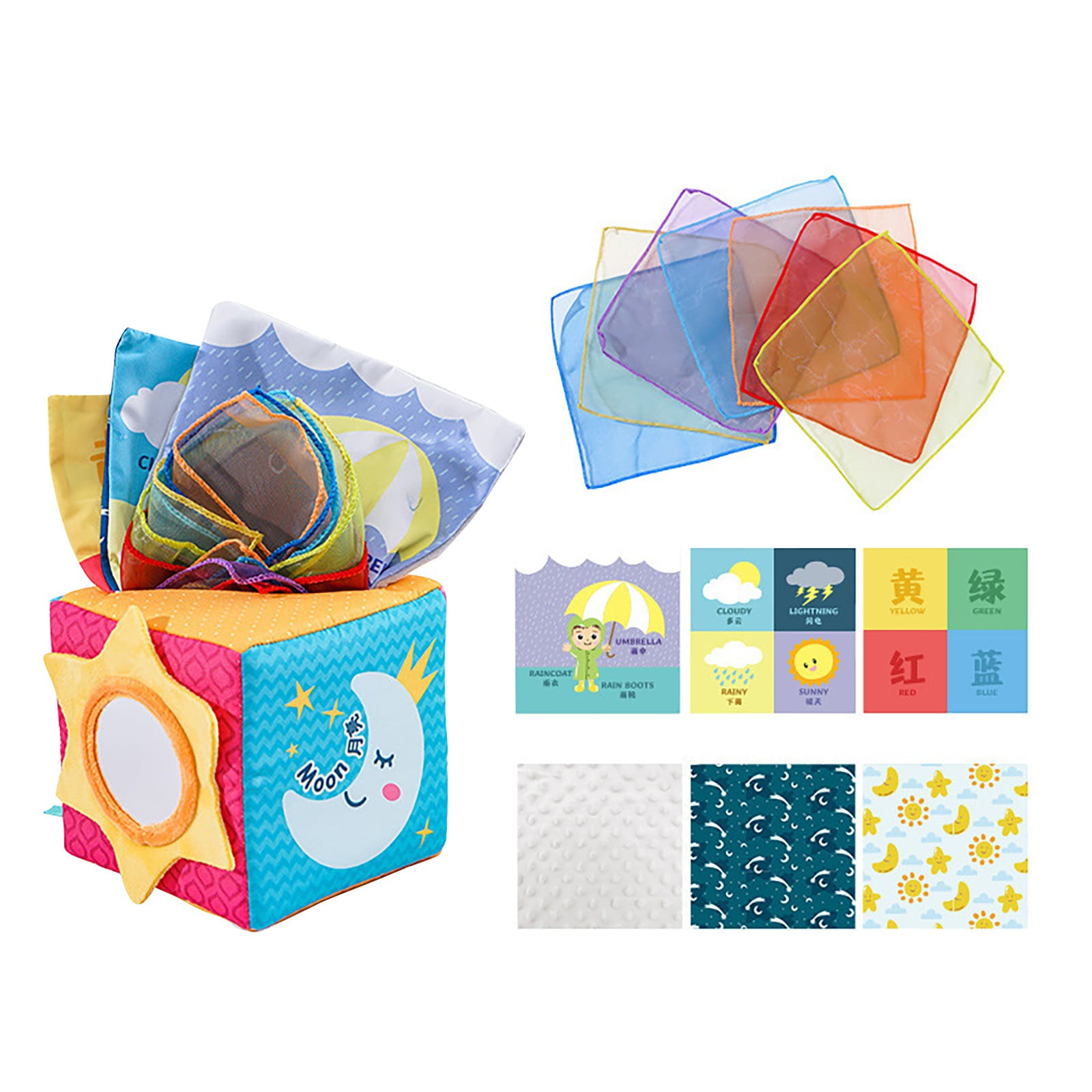 Baby Sensory Toy Set for Baby - Colorful Cloth Toys with Fun Rustling ...