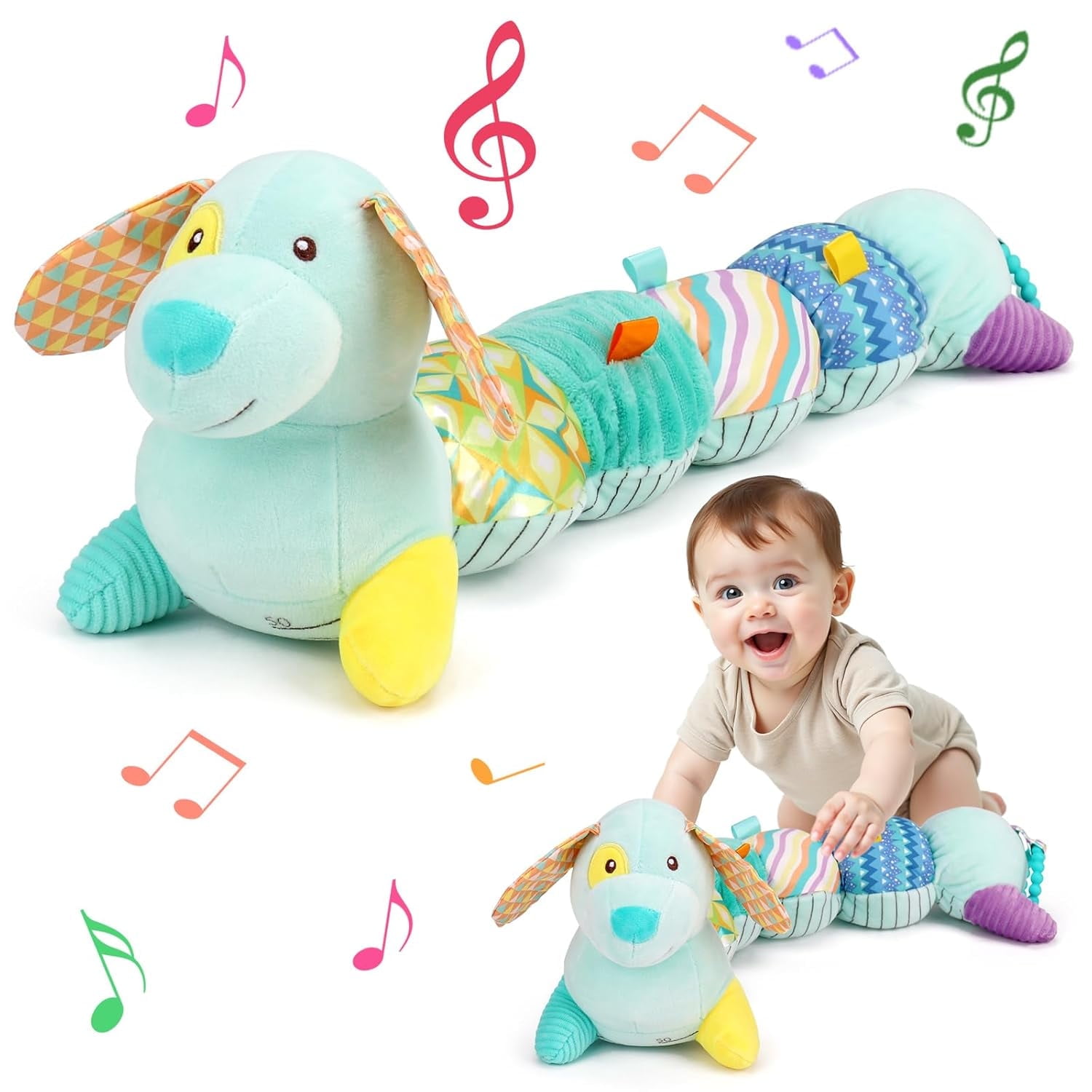 Baby Sensory Toys 0-6 Months Music Stuffed Animal Plush Dog Toy for ...