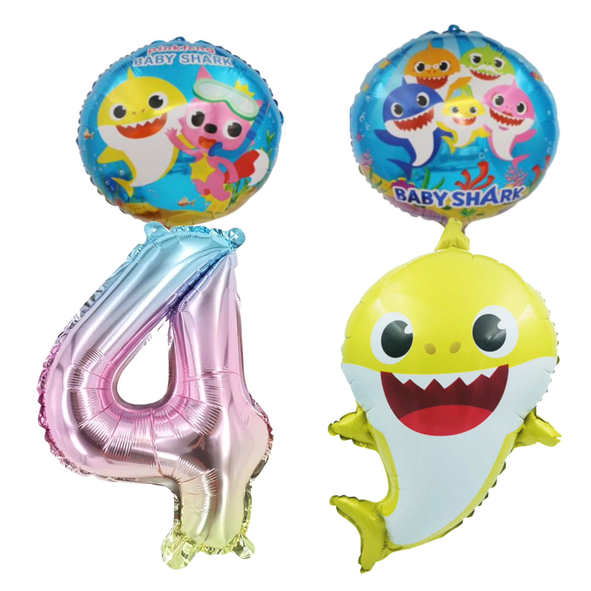 Baby Shark 4th Birthday Foil Balloon Set Party Decor Pink Blue ...