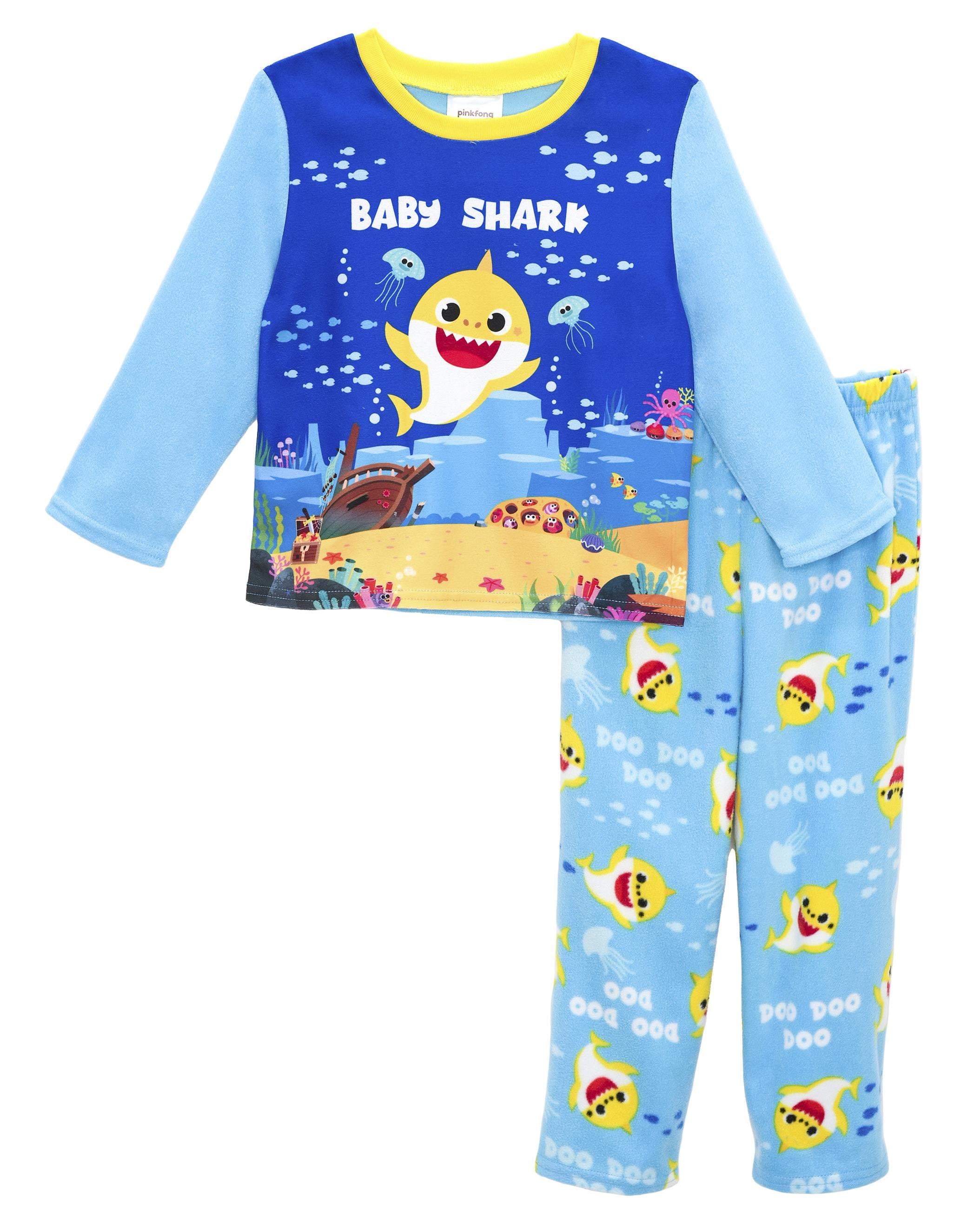 Baby Shark Boys Toddler Kids Clothes 2 Piece Fleece Pajama Set, Aqua ...