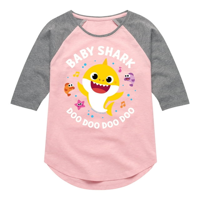 Baby Shark Doo Doo Doo Doo - Toddler And Youth Girls Raglan Graphic T ...