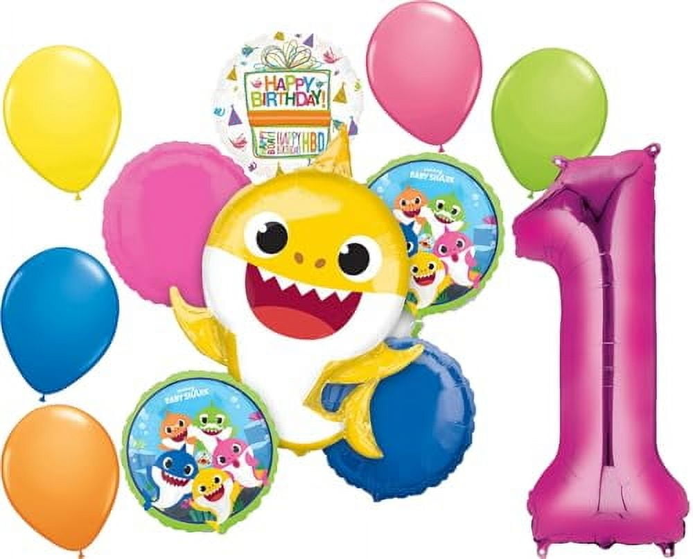 Baby Shark Girl 1st Birthday Party Supplies Balloon Bouquet Decorations ...