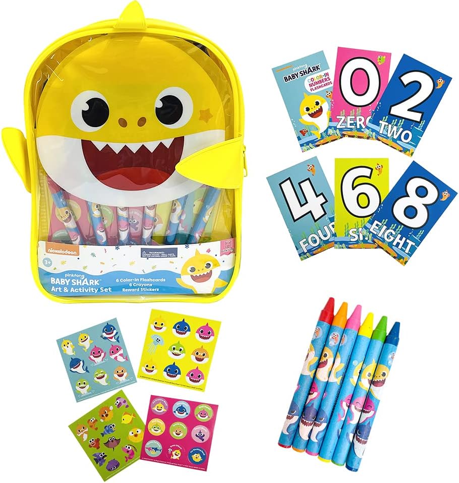 Baby Shark Mini Backpack Art & Activity Set with Color in Flashcards ...