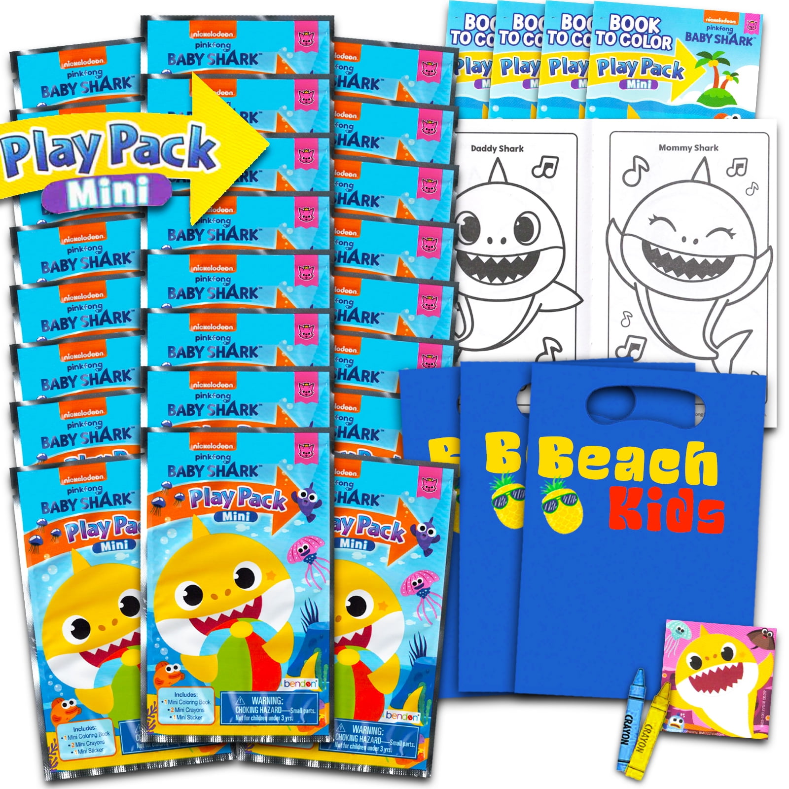 Baby Shark Mini Party Favors Set - 24 Grab n Go Packs with Coloring ...