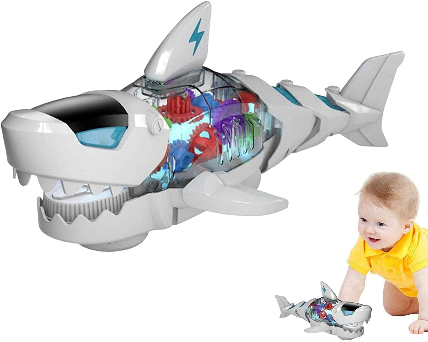 Shark Musical Toys - Interactive Crawling Shark with Music & LED Lights ...