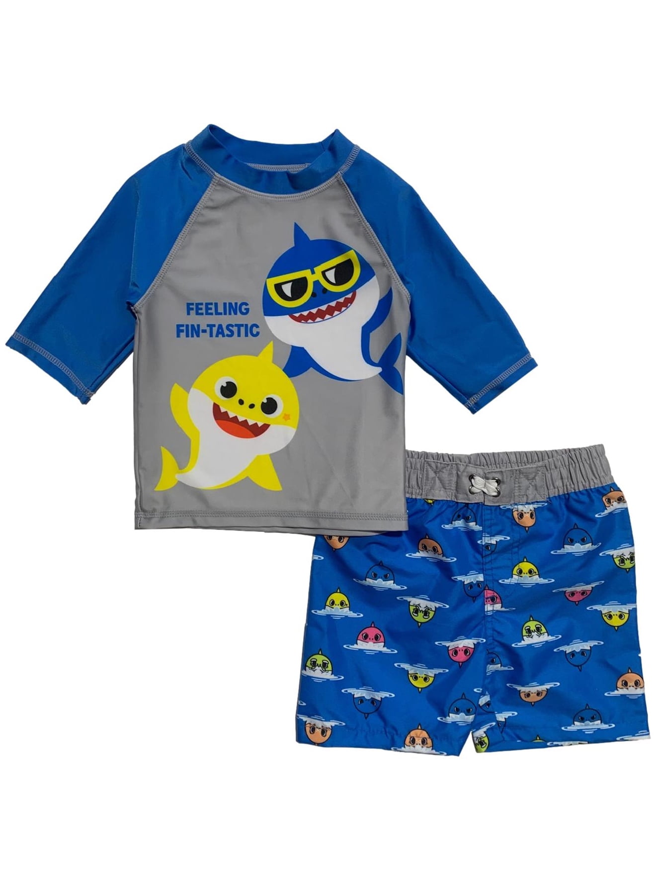 Baby Shark Toddler Boys' Rash Guard and Swim Trunks Set, Sizes 2T-4T ...