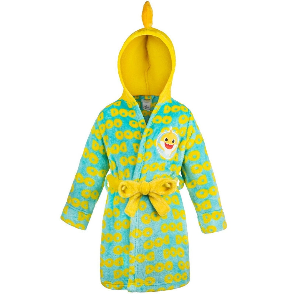 Baby Shark Bathrobe for Kids, Unisex Plush Hooded Toddler Robe (4T ...