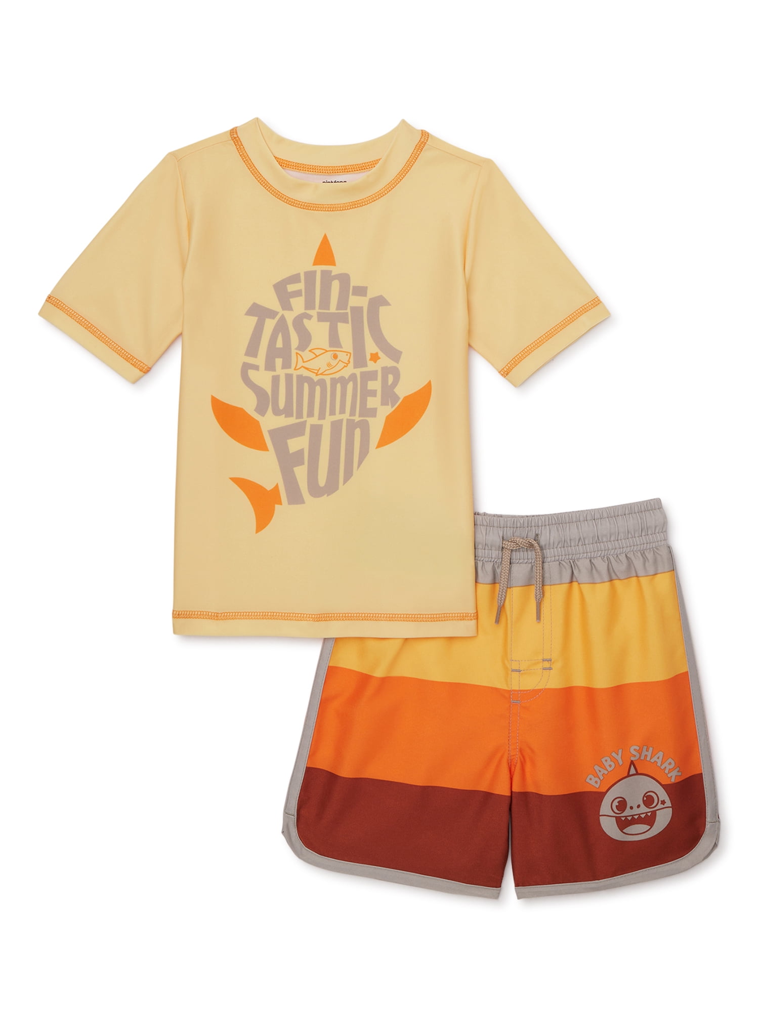 Baby Shark by Pinkfong Toddler Boys Short-Sleeve Rash Guard Swim Set, 2 ...