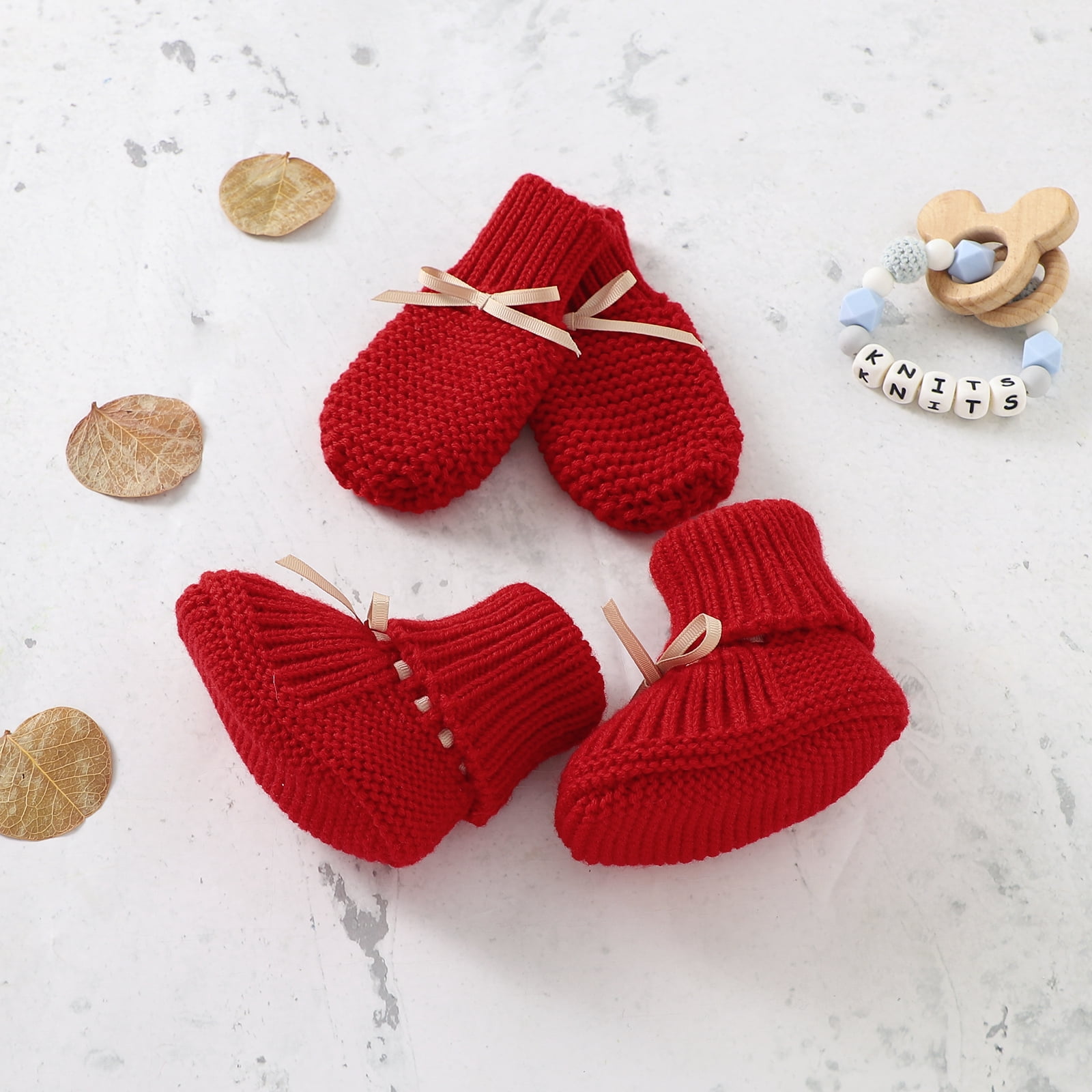 Baby Shoes + Gloves Set Knit Newborn Girls Boys Boots Mitten Fashion ...