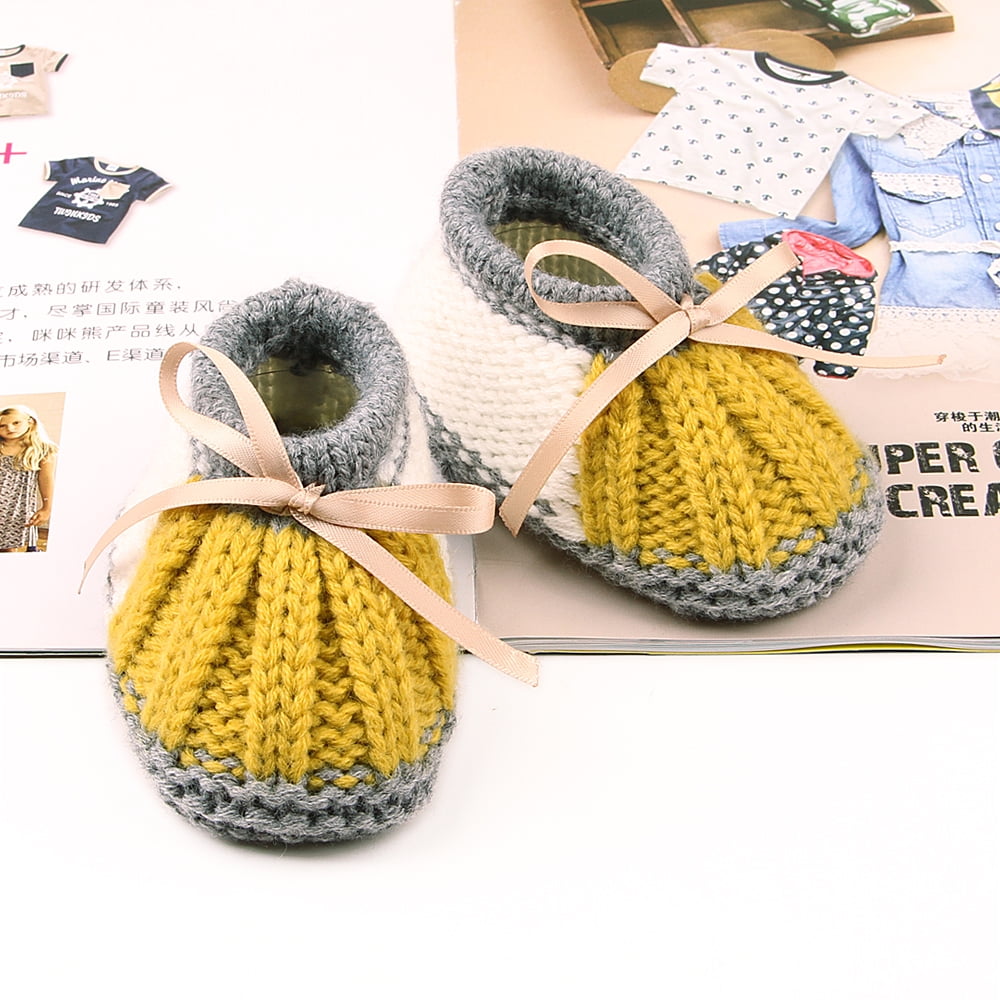 Baby Shoes Stitching Knit Newborn Girl Boy Boot Fashion Butterfly-knot ...