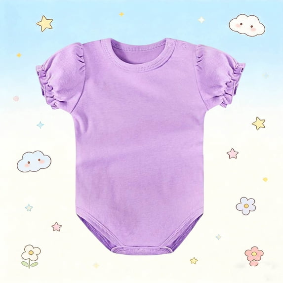 Baby Short Sleeve Ruffle Bodysuit Cotton One Piece Romper Soft ...