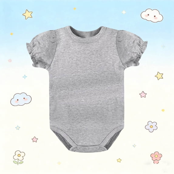 Baby Short Sleeve Ruffle Bodysuit Cotton One Piece Romper Soft ...