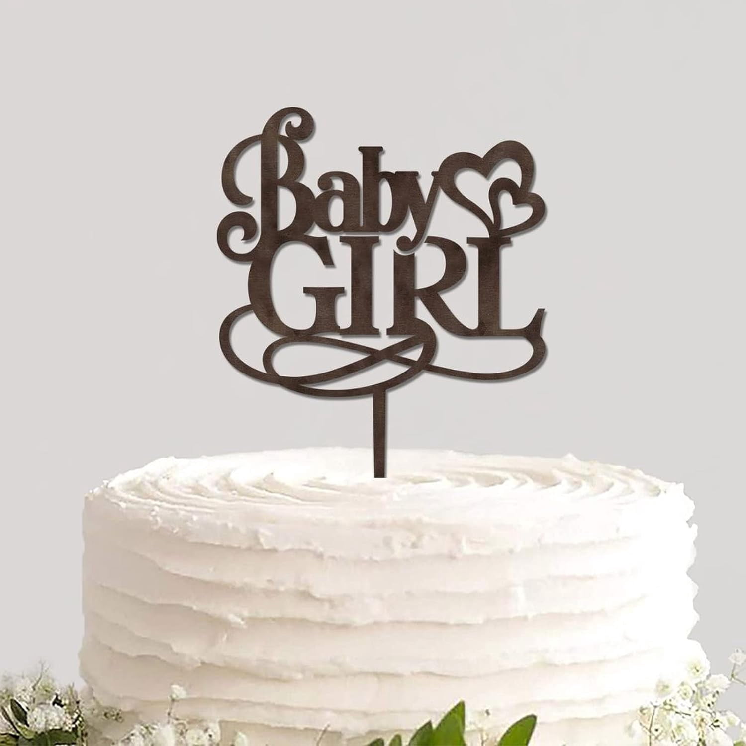 Baby Shower Baby Baptism Rustic Wood Cake Topper Baby Girl Cupcake Cake ...